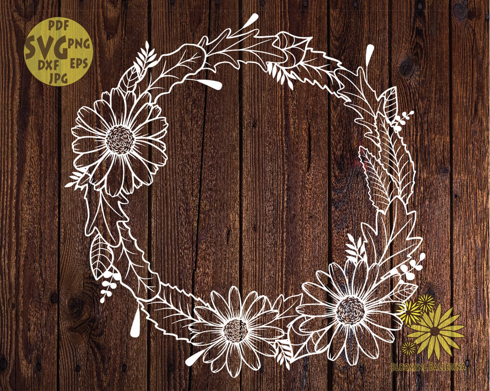 Floral Borders Svg Round Frame Svg Floral Svg Daisy Svg - Etsy
