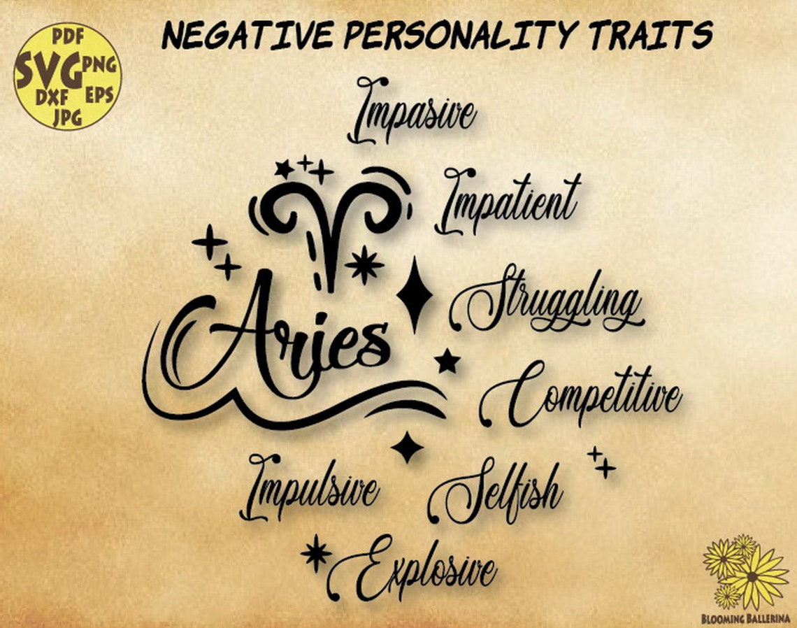 Aries Svg, Aries Positive and Negative Personality Traits Svg File ...