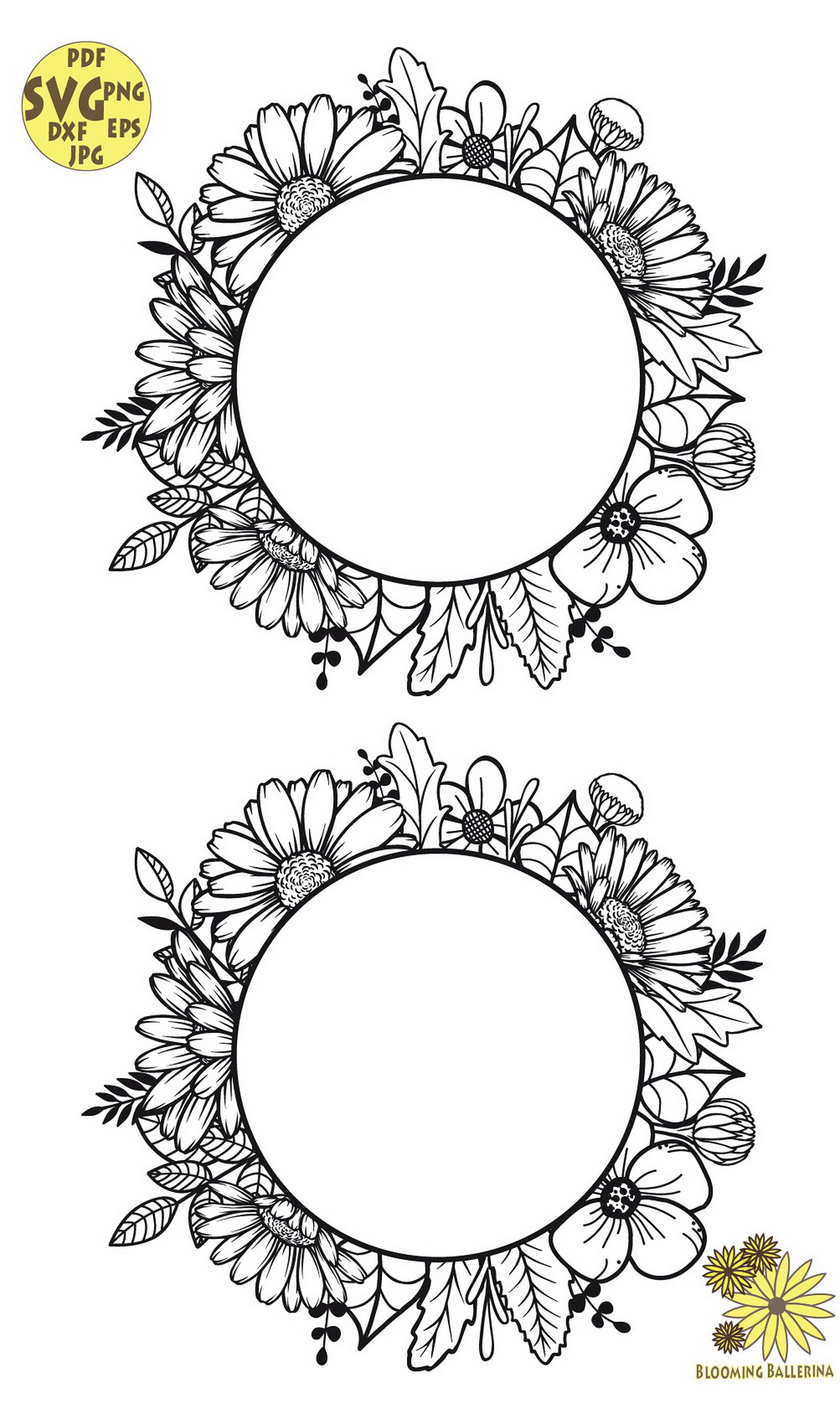 Floral Borders Svg Floral Svg Daisy Svg Round Floral | Etsy