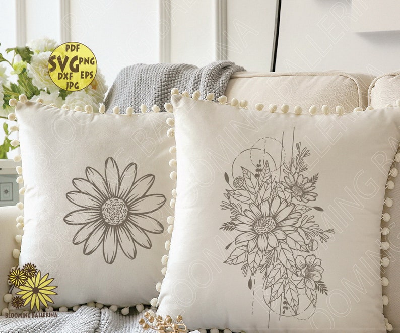 Geometric Flower Bouquet Svg File Daisy Flowers Svg Spring - Etsy