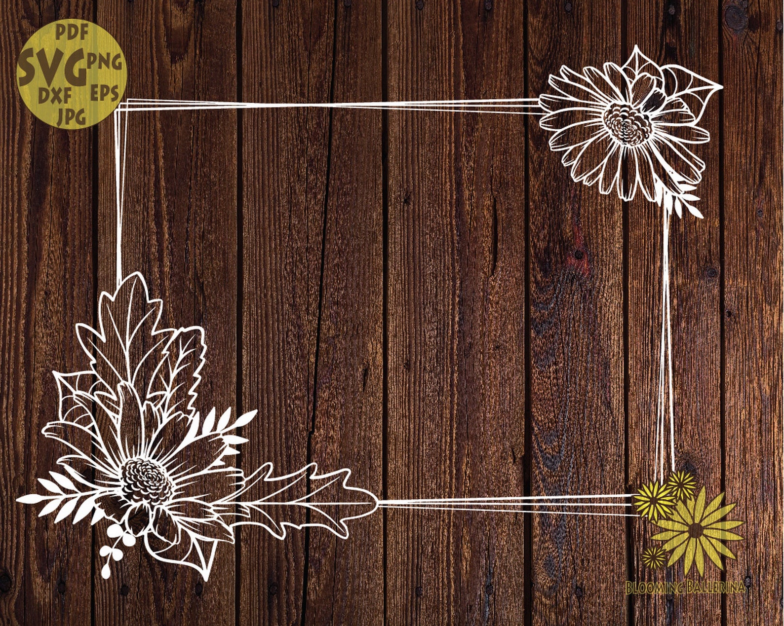 Floral Borders Svg Floral Svg Daisy Svg Rectangular Frame - Etsy Canada