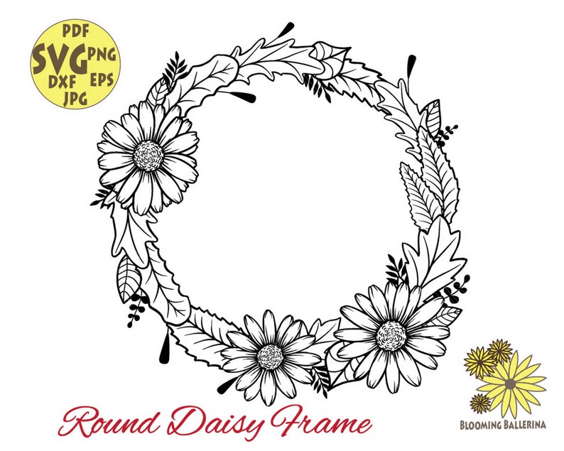 Floral Borders Svg Round Frame Svg Floral Svg Daisy Svg - Etsy