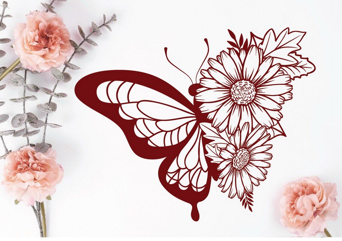 Daisies Butterfly Svg Monarch Butterfly Floral Svg Daisy - Etsy