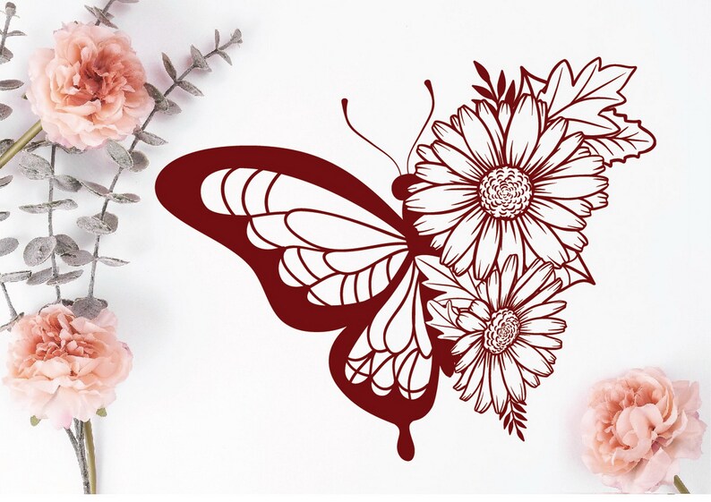 Daisies Butterfly Svg Monarch Butterfly Floral Svg Daisy - Etsy
