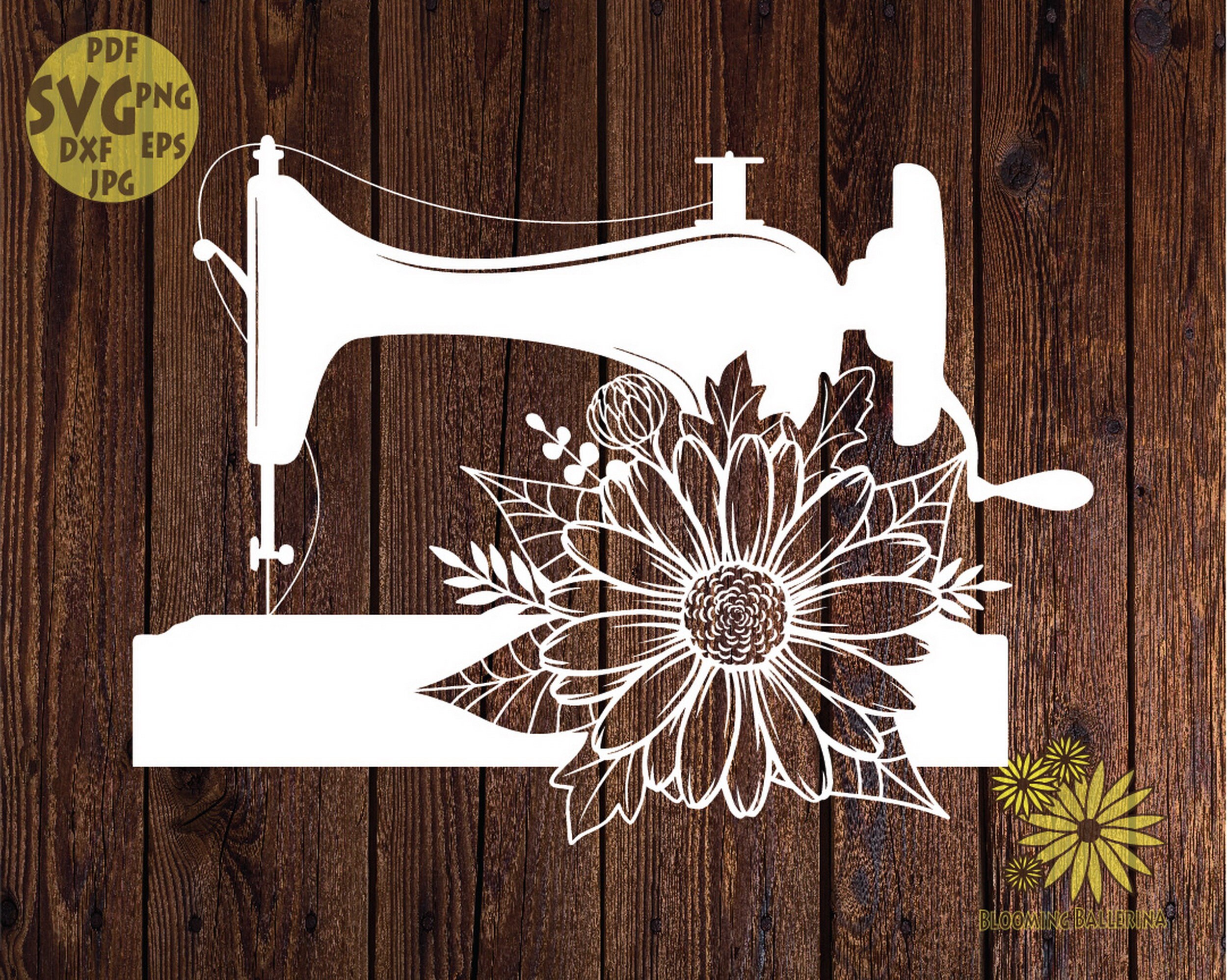 Sewing machine svg Floral Svg Sewing clipart Sewing cut | Etsy