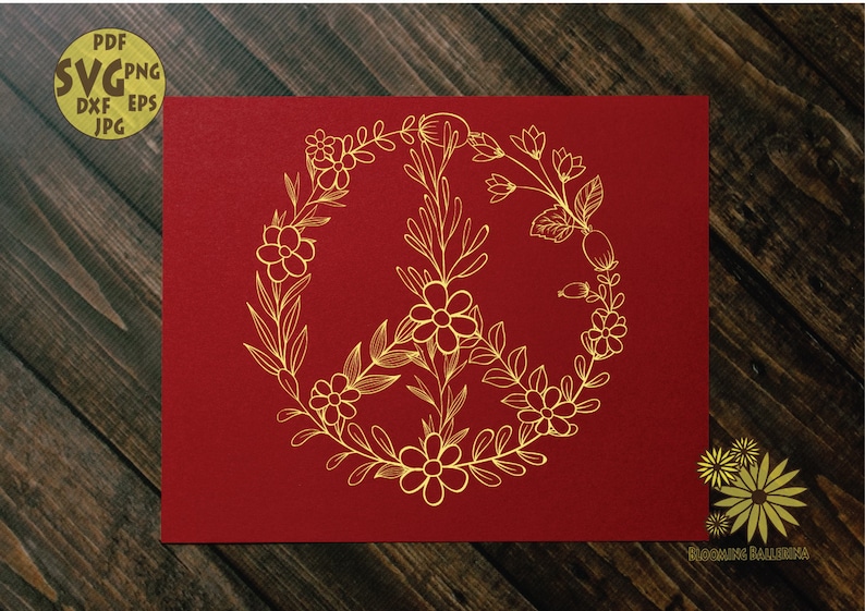 Botanical Peace Sign Svg Hippie Svg Floral Svg Peace Svg Etsy