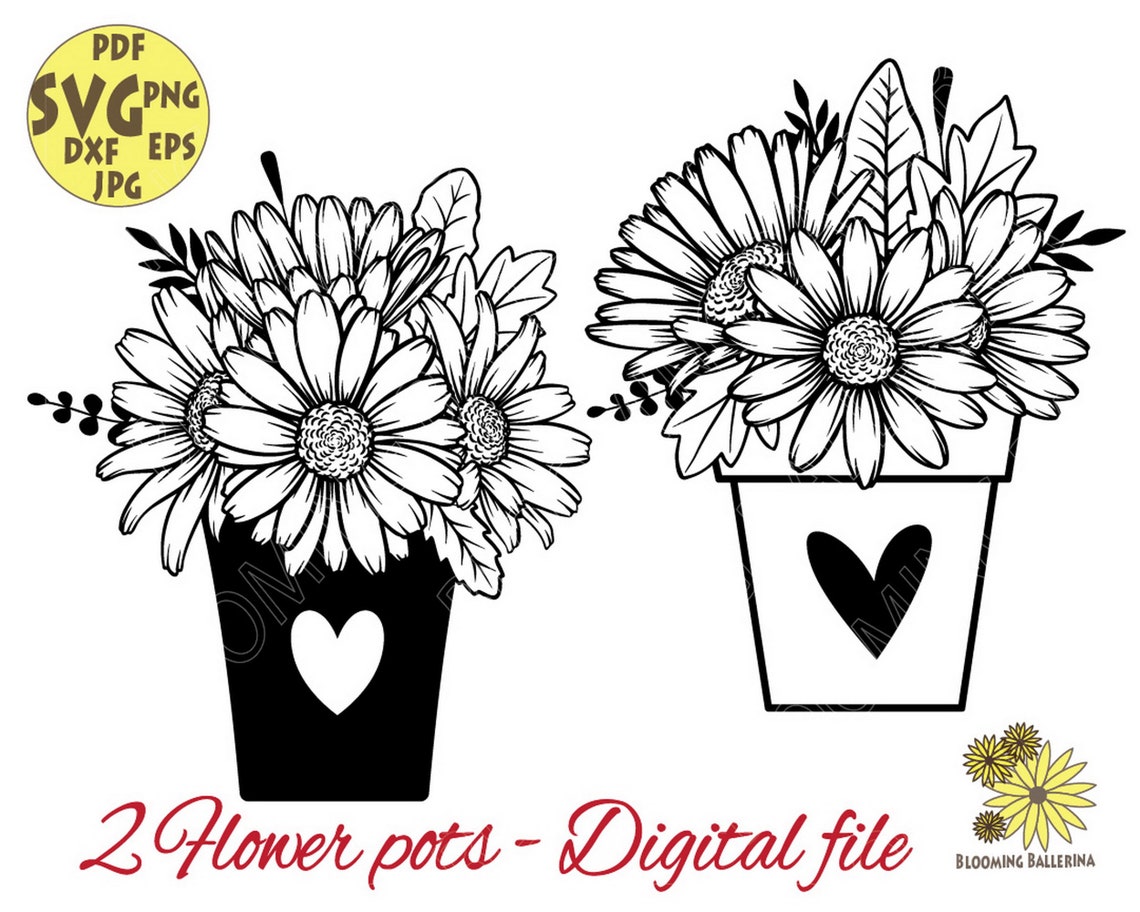 Flower Pot Svg, Floral Svg, Daisy Svg, Plants Svg, Bundle Svg ...