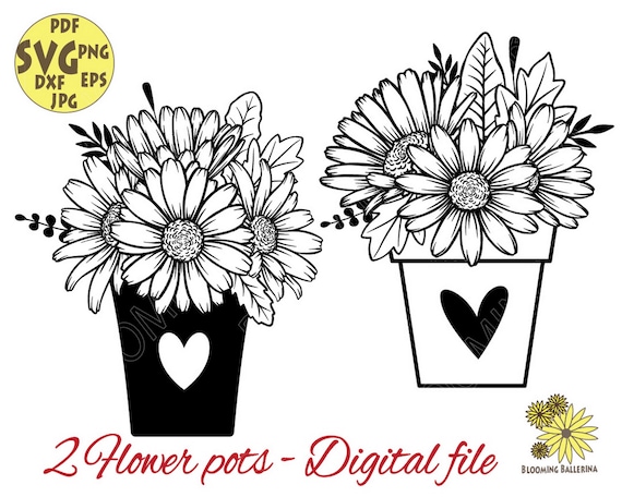 Flower Pot Svg, Floral Svg, Daisy Svg, Plants Svg, Bundle Svg ...