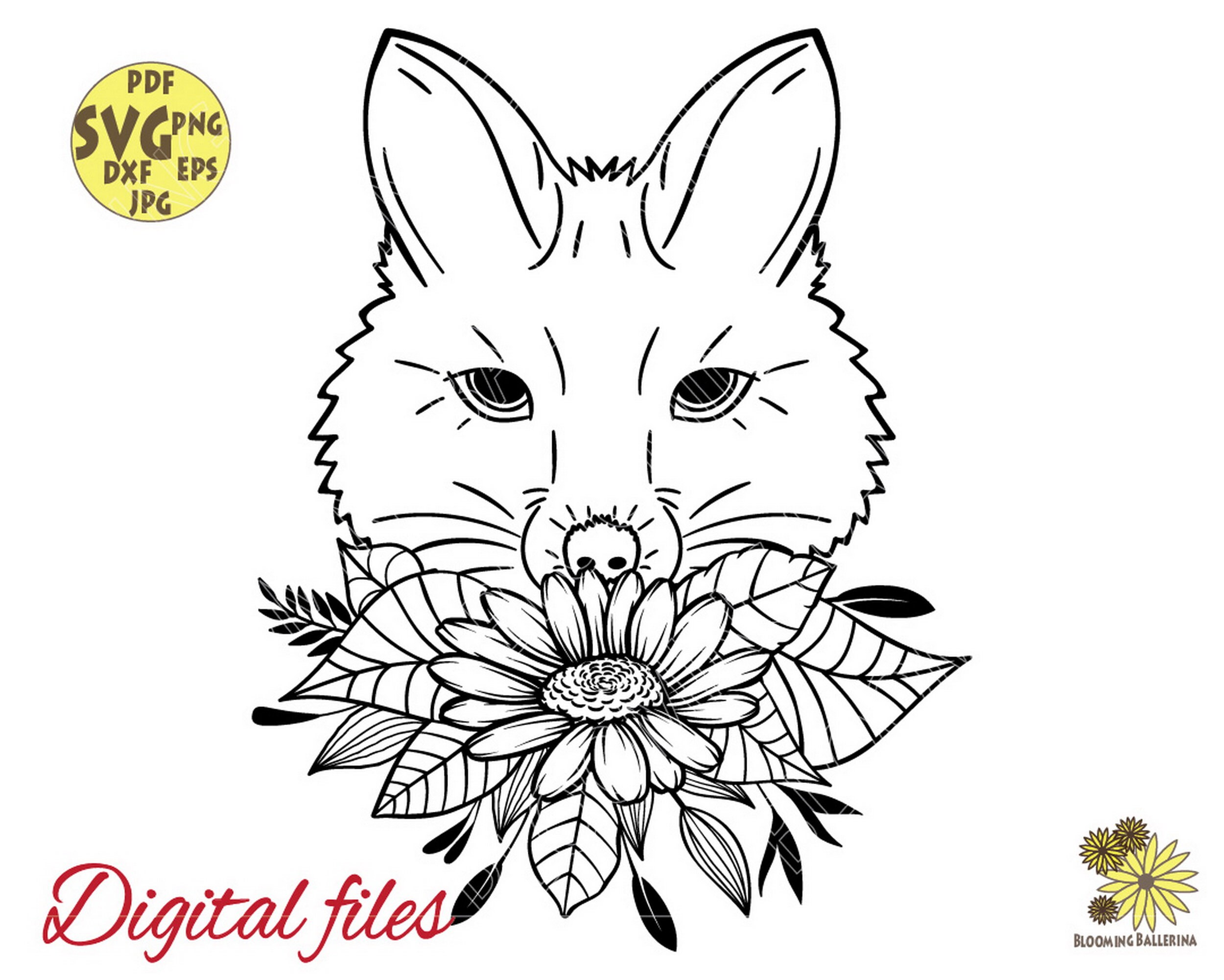 Flower Fox Svg Floral Fox Svg Fox Clipart Woodland Animals | Etsy