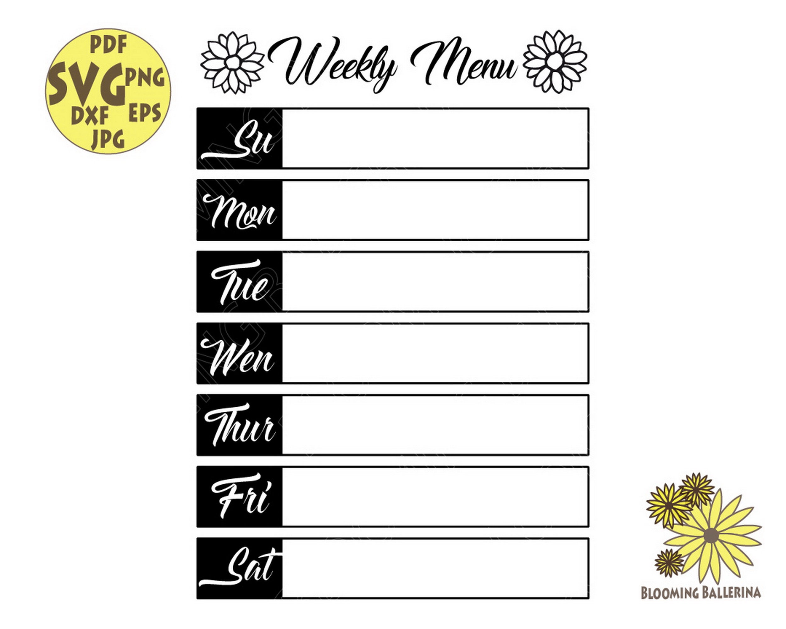 Weekly Menu Svg Cooking Svg Kitchen Decor Svg Kitchen Cut - Etsy