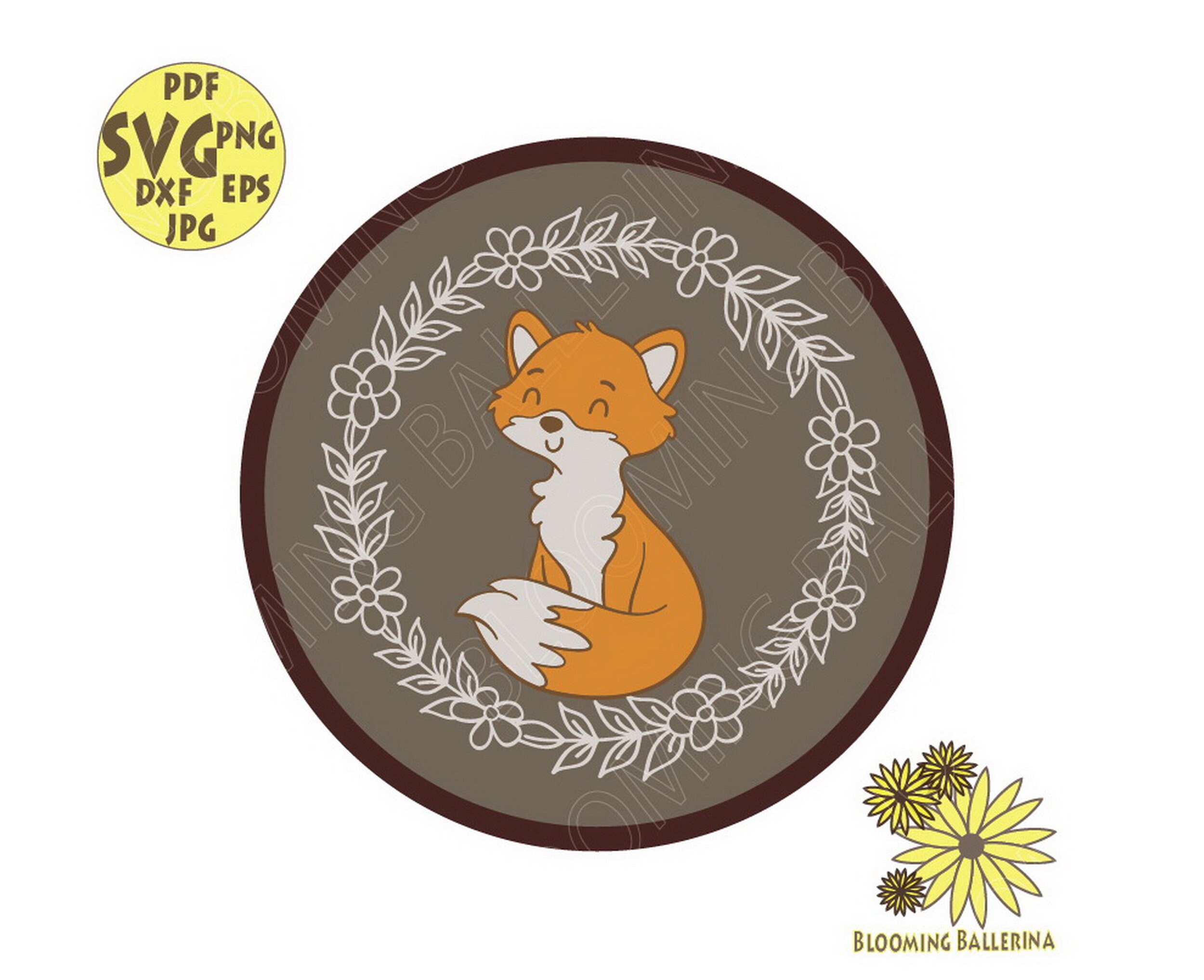 Blume Füchse Svg, Lorbeer Svg, Floral Fox Svg, süße Fuchs Svg, süße ...