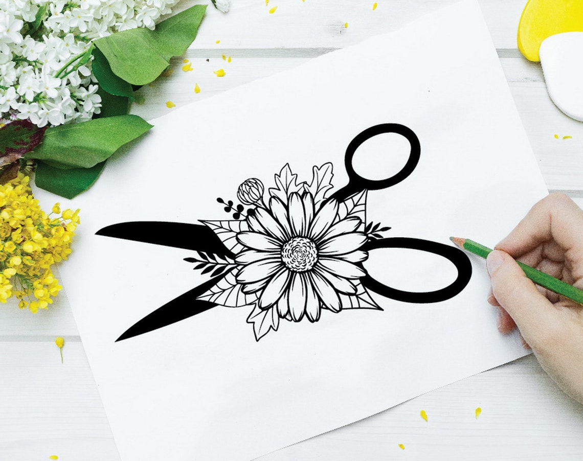 Sewing Scissors Svg Floral Svg Sewing Clipart Sewing Cut - Etsy Canada