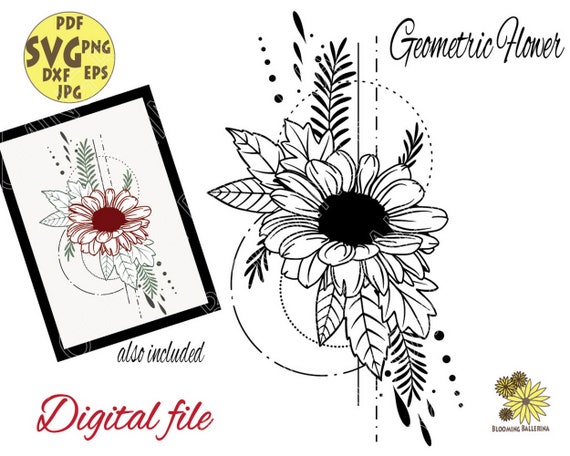 Geometric Sunflower Bouquet Svg File Sunflower Svg Sunflower | Etsy