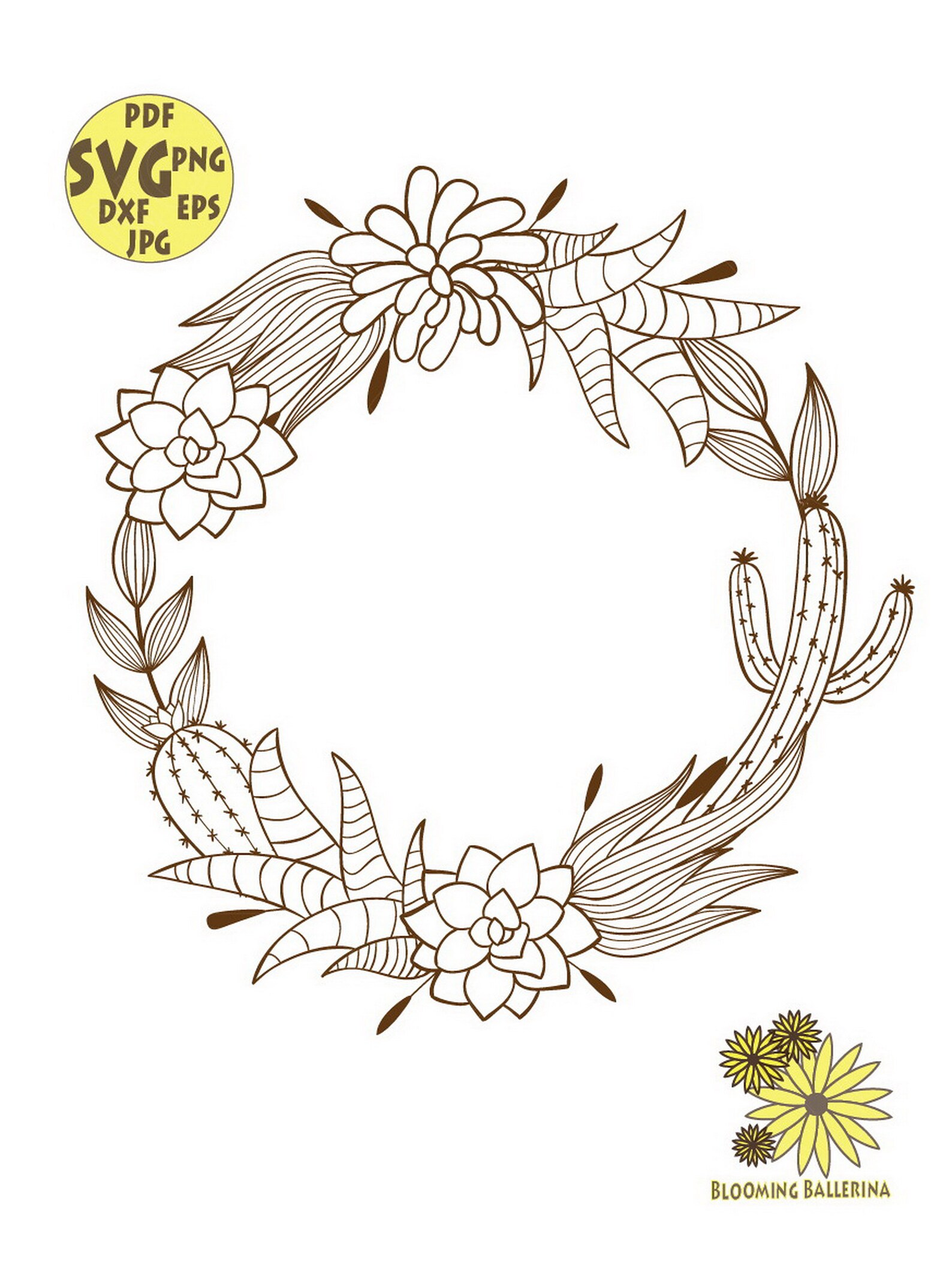 Cactus Frames Svg Suculent Frame Svg Round Frame Svg - Etsy