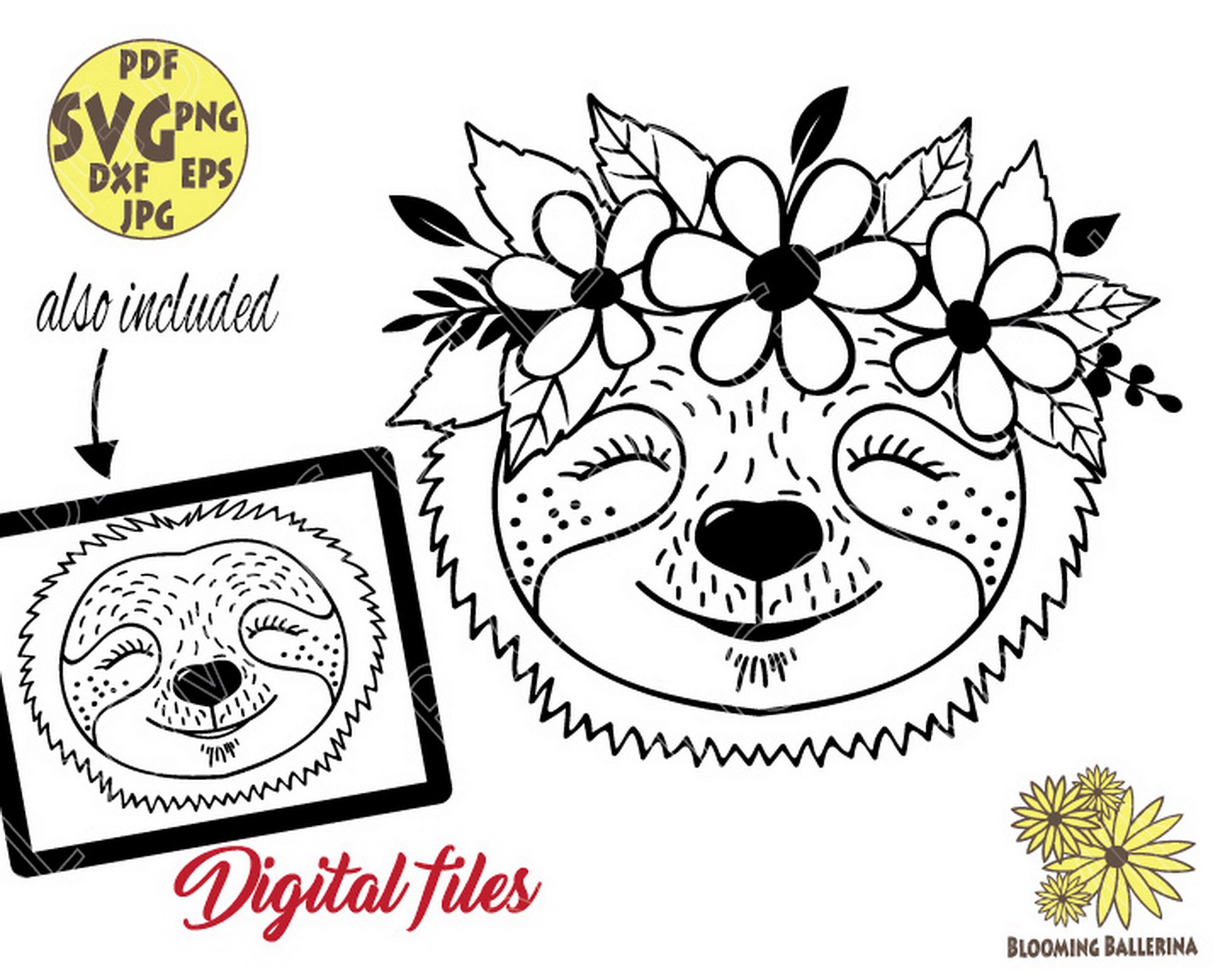 Happy Sloth With Flowers Svg File Flower Sloth Svg Floral - Etsy UK