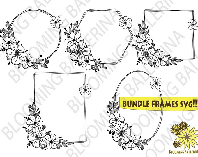 FLORAL FRAMES in SVG No.2, Geometric Frames, Monogram Frame, Circle ...
