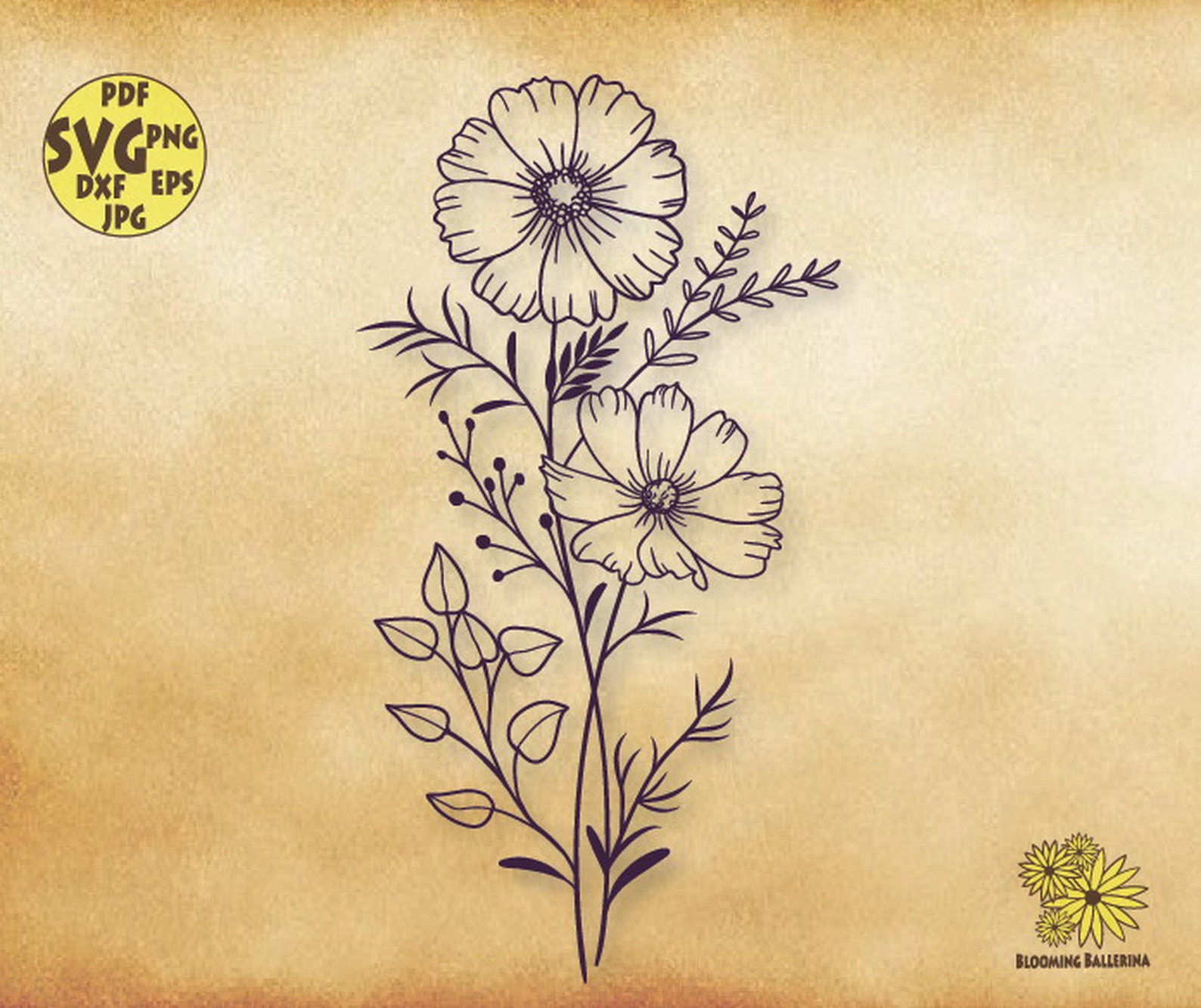 Cosmos Flower Bouquet Svg File, October Birth Flower Svg, Libra Svg ...