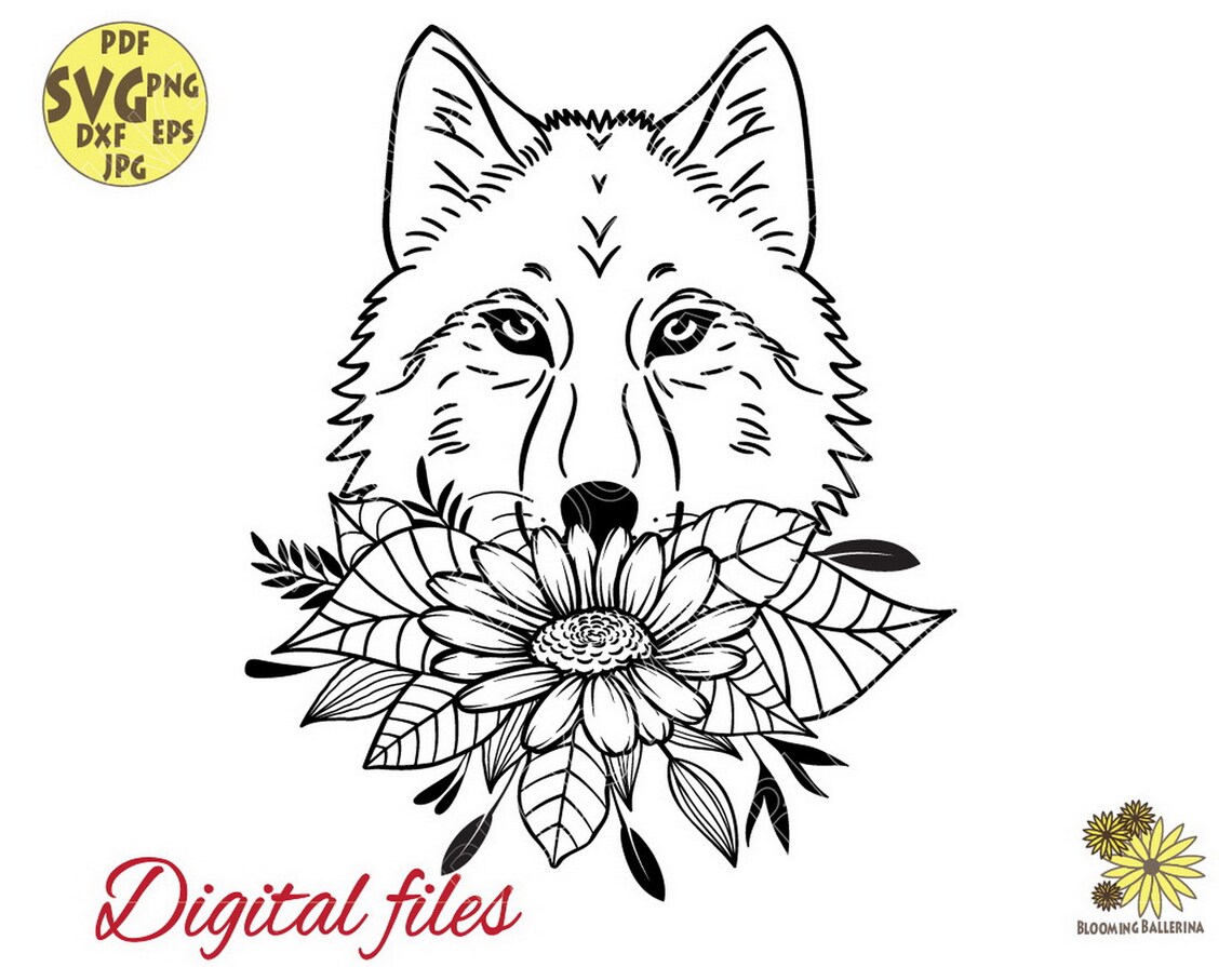 Flower Wolf Svg Floral Wolf Svg Wolfclipart Woodland | Etsy
