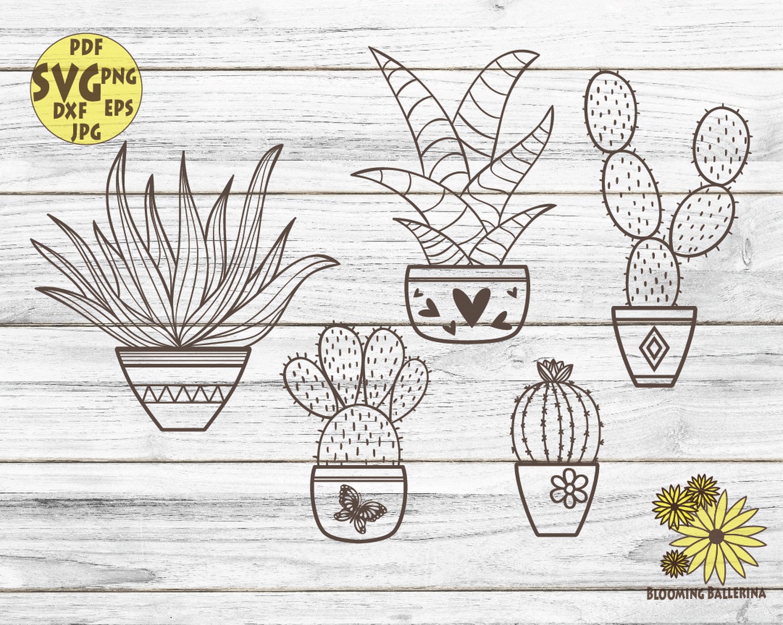 Cactus Pots Svg, Plants Svg, Succulents Svg, Cactus Svg, Summer Svg ...