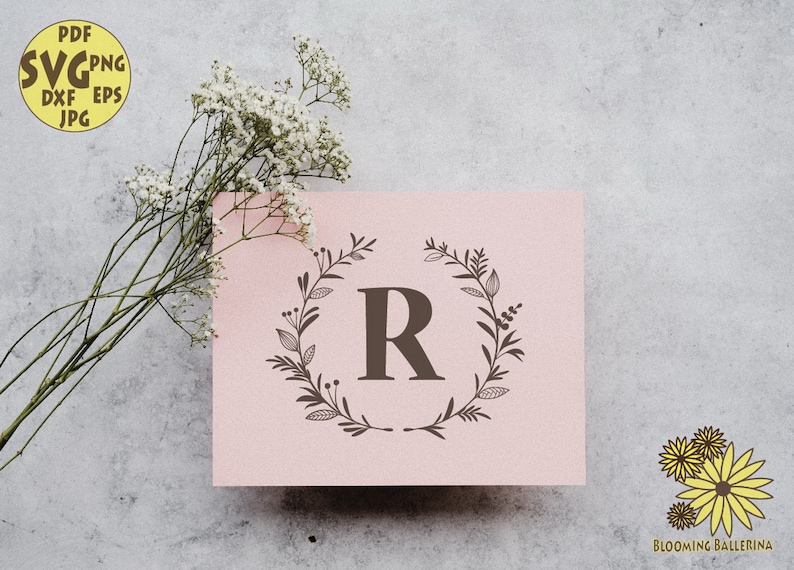 Laurel Alphabet Svg, A to Z Alphabet Laurel Leaf With Initial Monogram ...