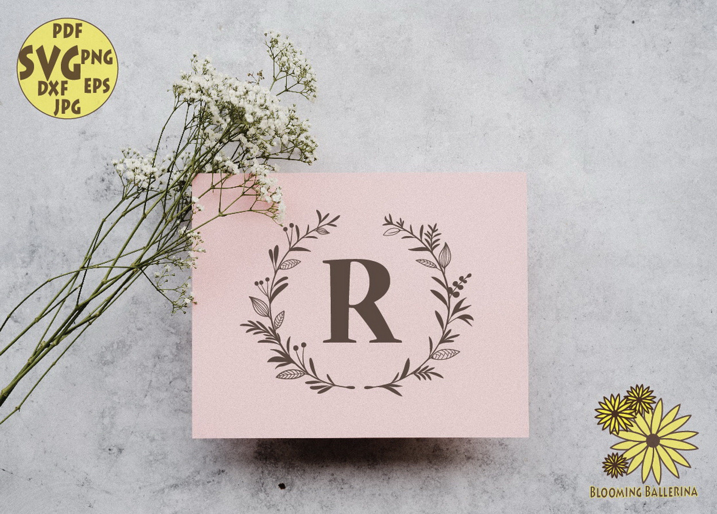 Laurel Alphabet Svg, A to Z Alphabet Laurel Leaf With Initial Monogram ...