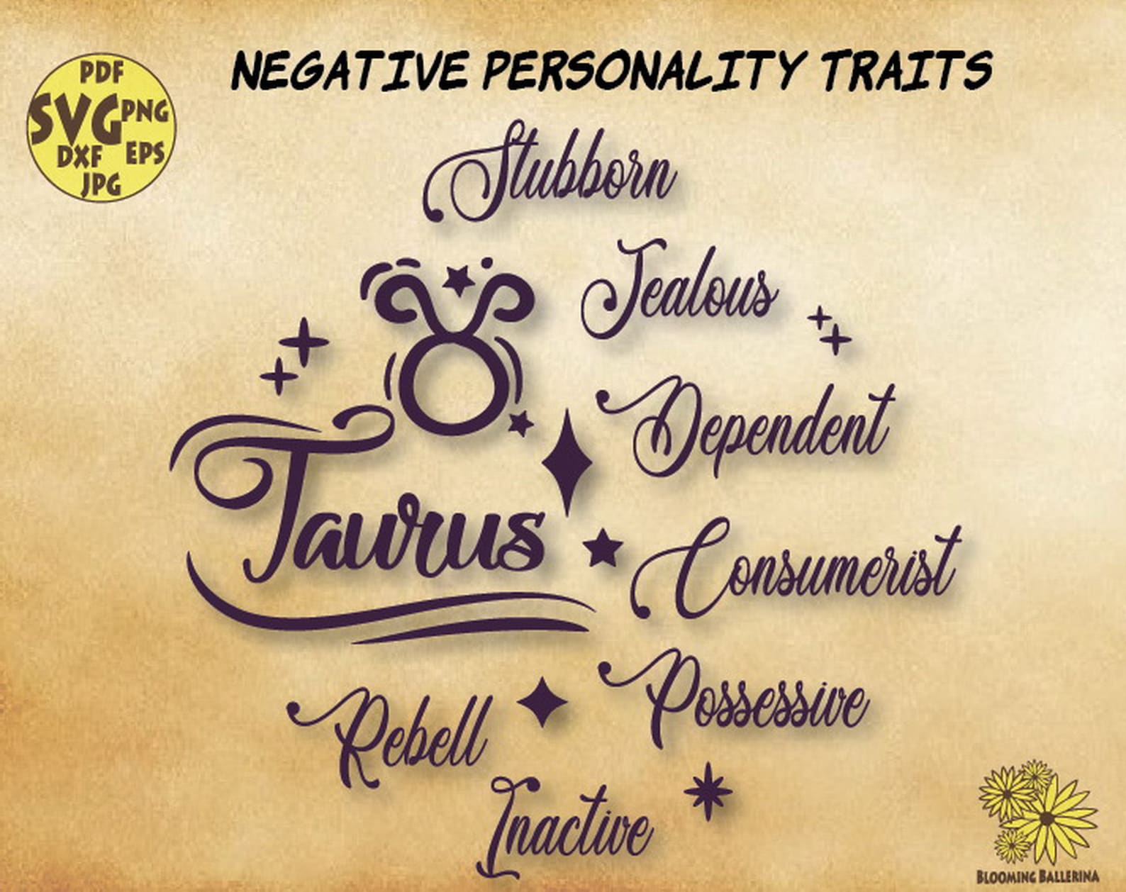 Taurus Svg Taurus Positive and Negative Personality Traits - Etsy