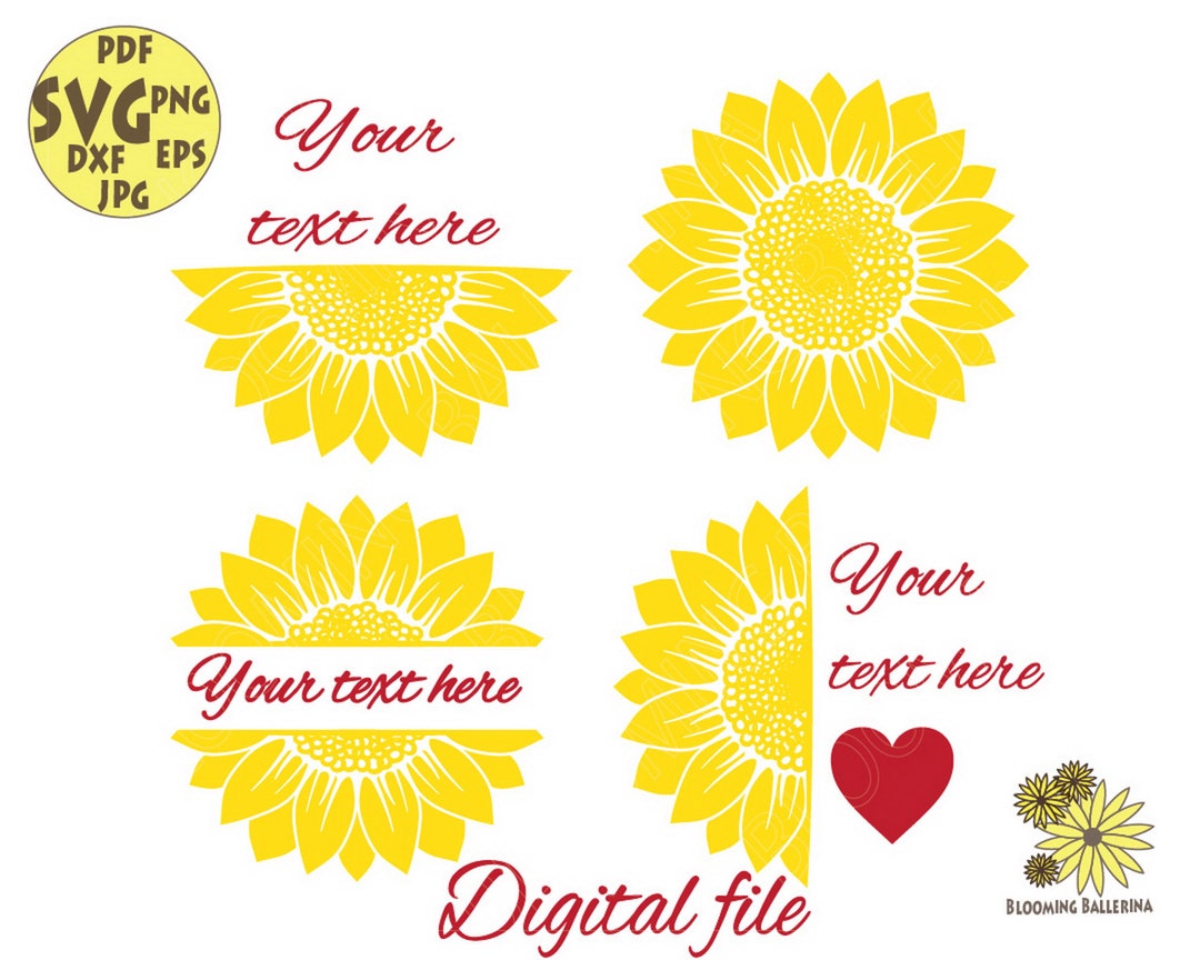 Sunflower Monogram Svg, Floral Svg, Split Monogram Svg, Sunflower Svg ...