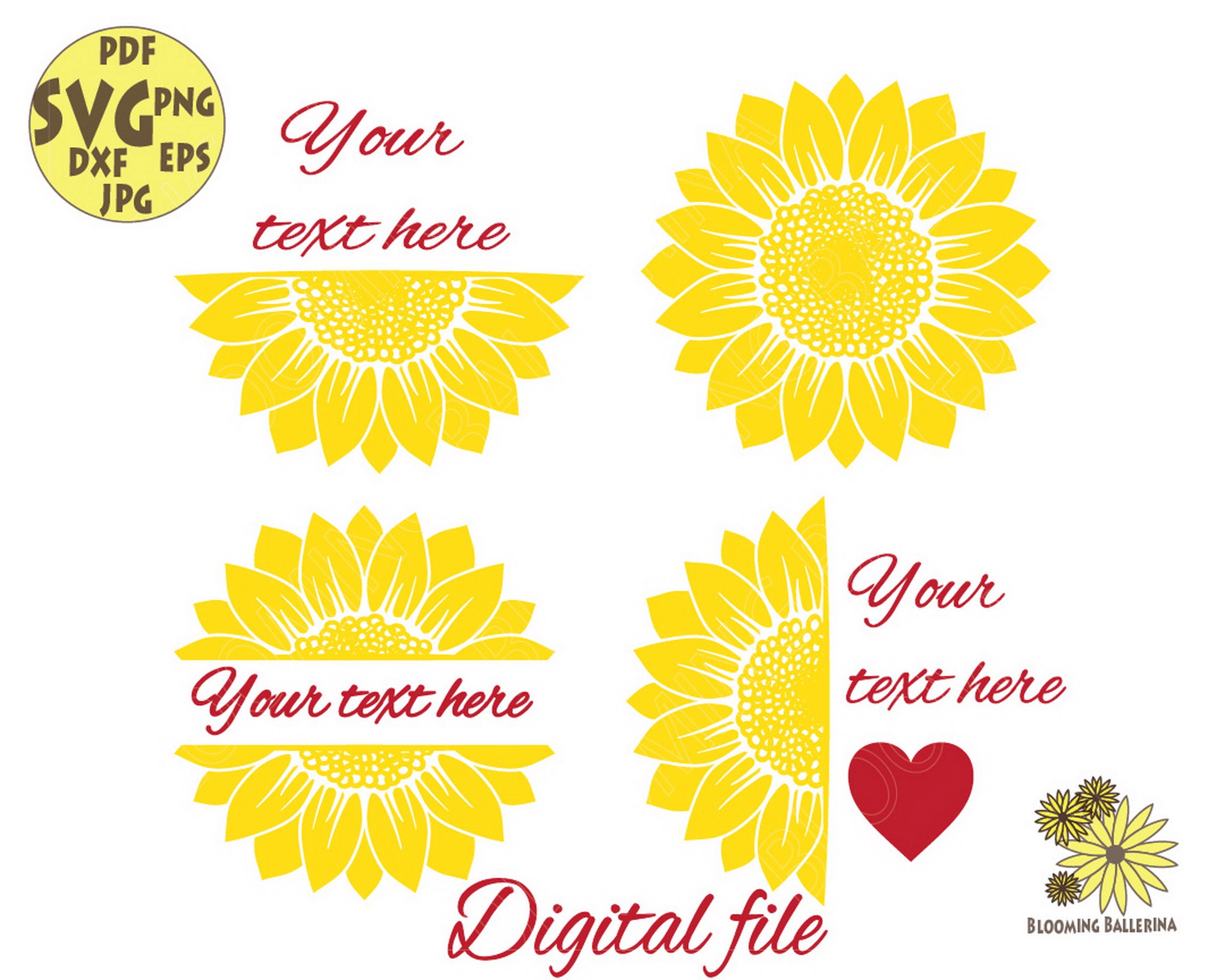 Sunflower Monogram Svg Floral Svg Split Monogram Svg | Etsy