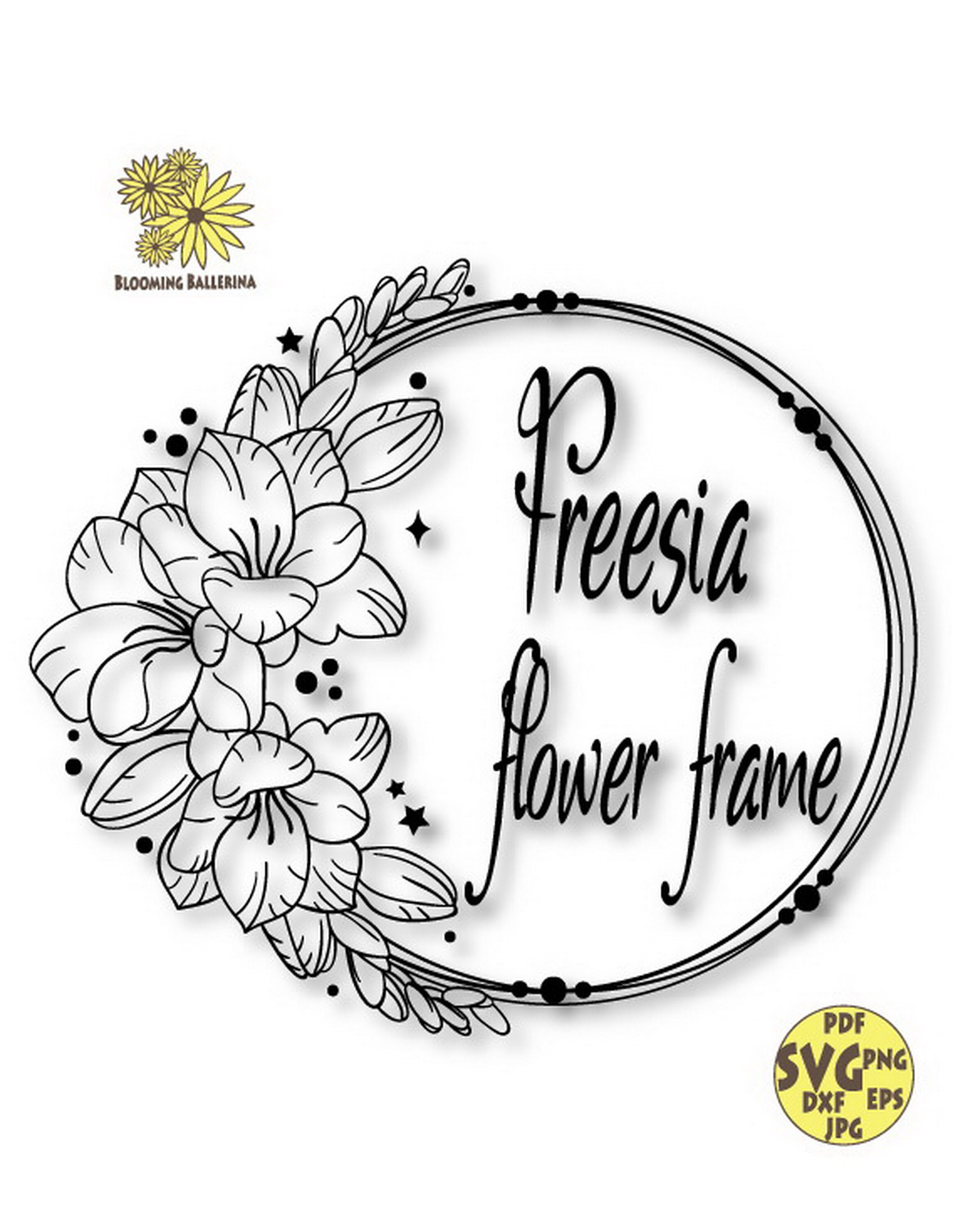 Flower Frame Svg Floral Frame Svg Freesia Frame Svg Freesia - Etsy