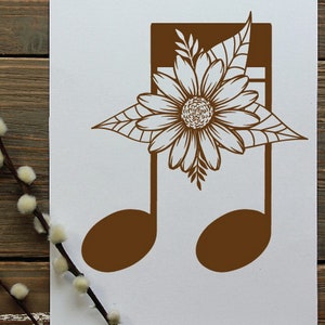 Music Svg, Sol Key Svg, Floral Svg, Daisy Svg, Musical Notes Clipart ...
