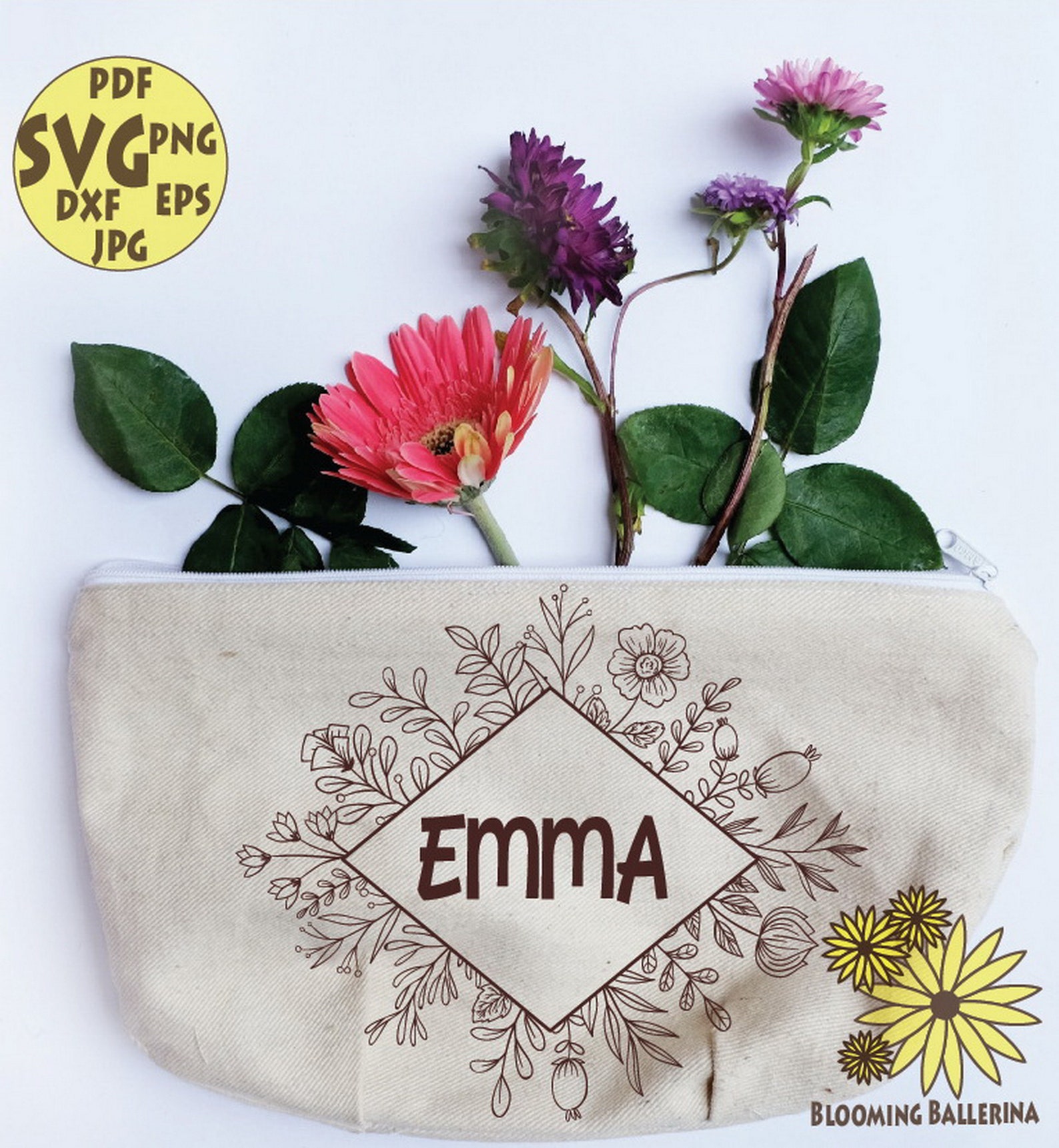 Botanical Square Frames Svg Wildflowers Frames Svgdiamond - Etsy