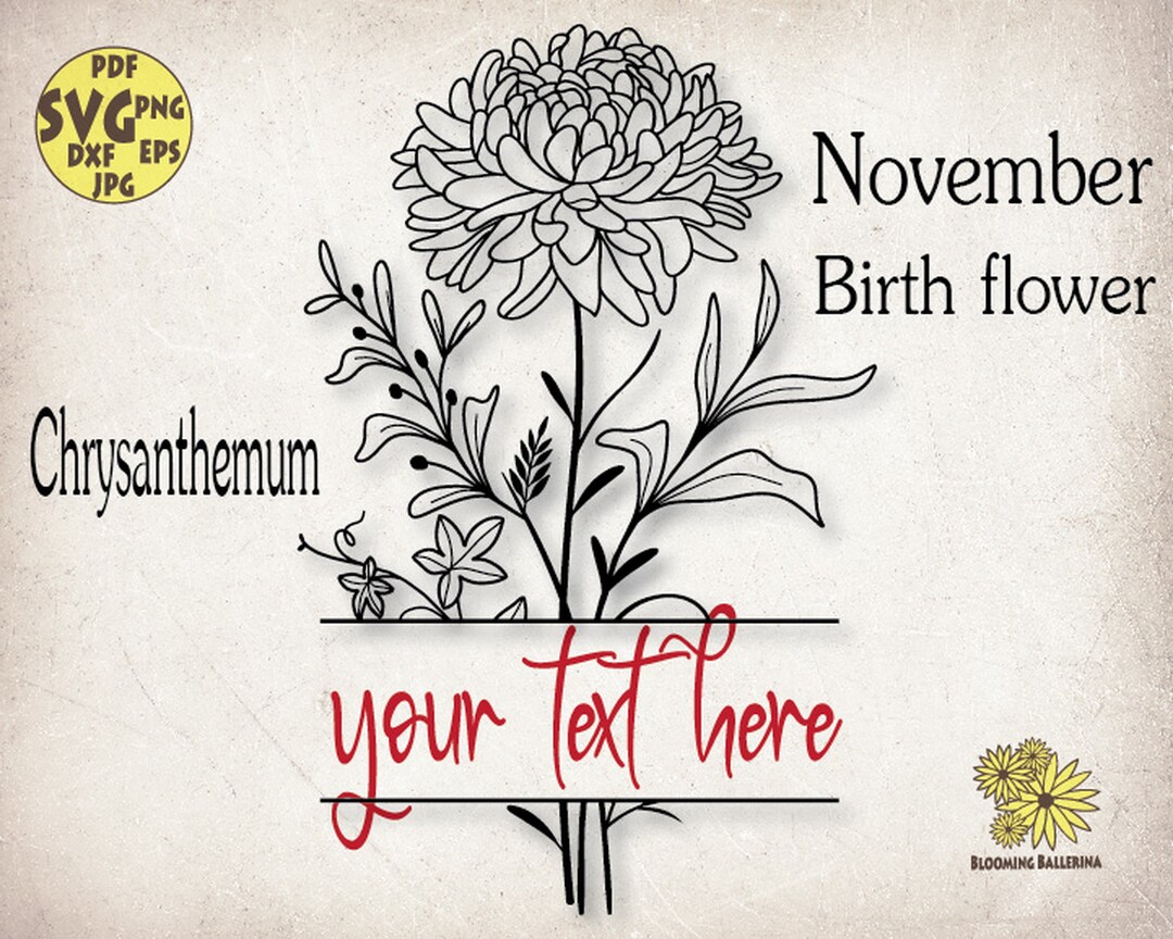 Monogram Chrysanthemum Svg, November Birth Flower Svg, Floral Zodiac ...