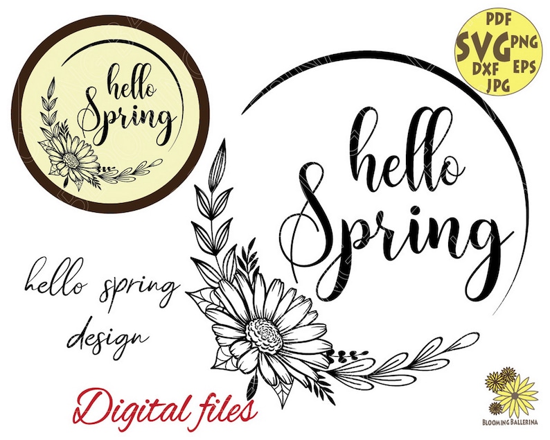 Hello Spring Svg Round Frame Svg Daisy Frames Svg Spring - Etsy