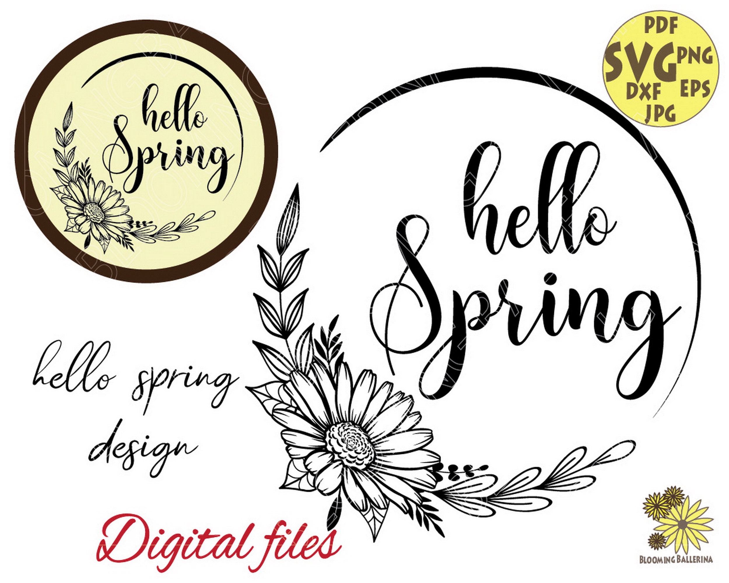 Hello Spring Svg Round Frame Svg Daisy Frames Svg Spring | Etsy