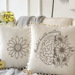 Daisy Svg, Flower Mental Health Matters With Human Brain Daisies Buds ...