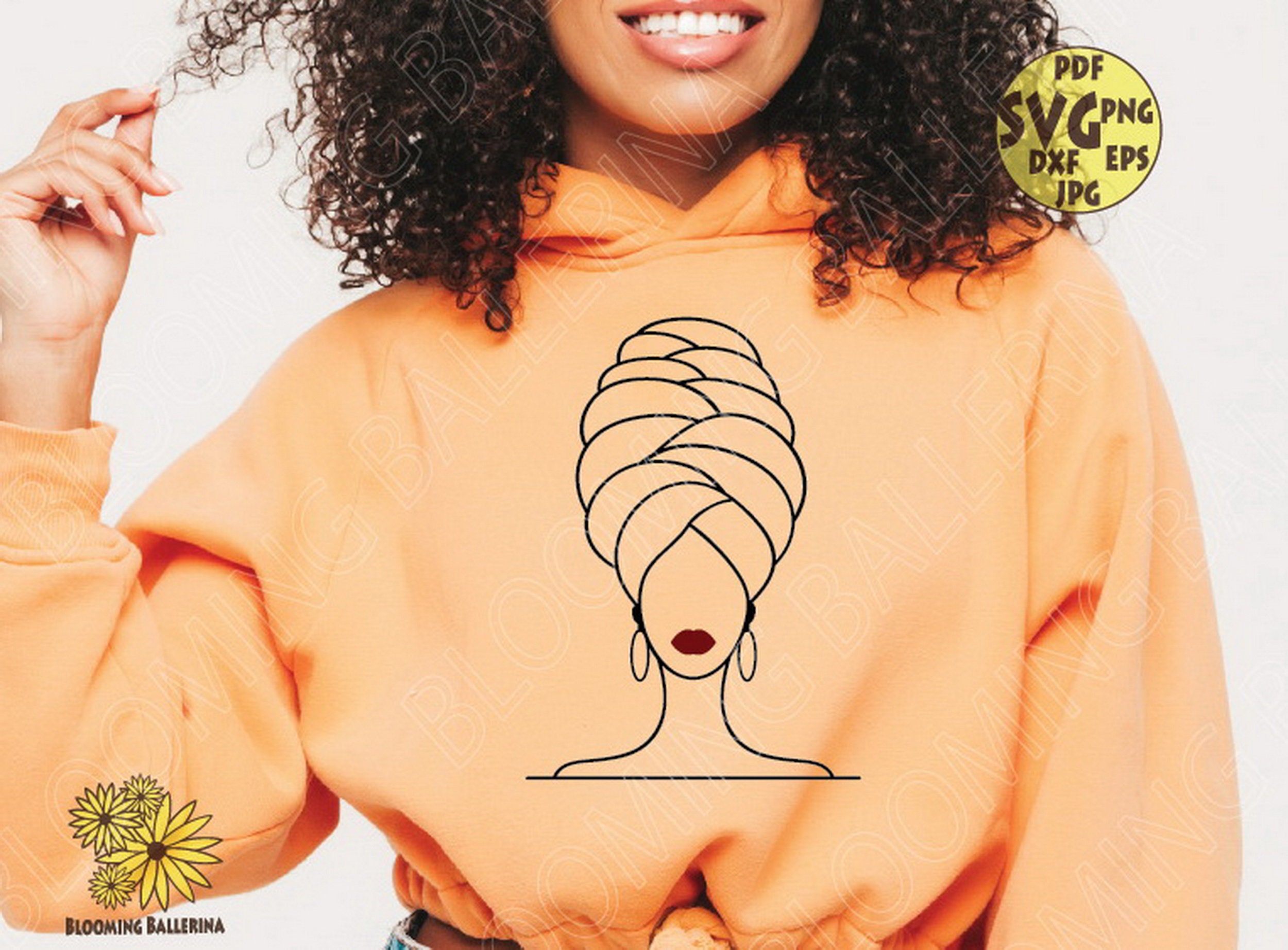 Black Woman Head Wrap Svg File African American Svg Black | Etsy