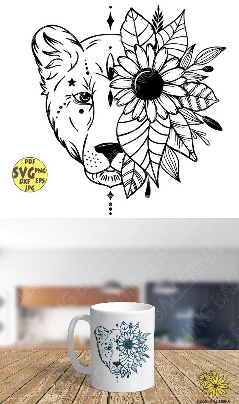 Flower Lioness Svg File Lioness Head Svg Lion Svg Lion Head | Etsy