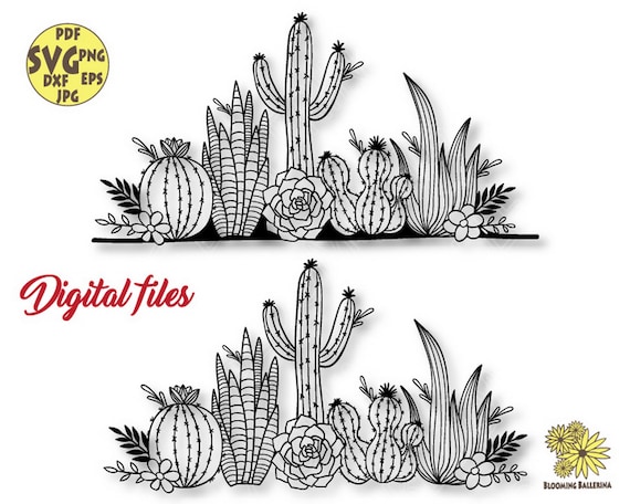 Cactus Scene Svg Bundle Cactus Svg Cactus Flower Svg - Etsy