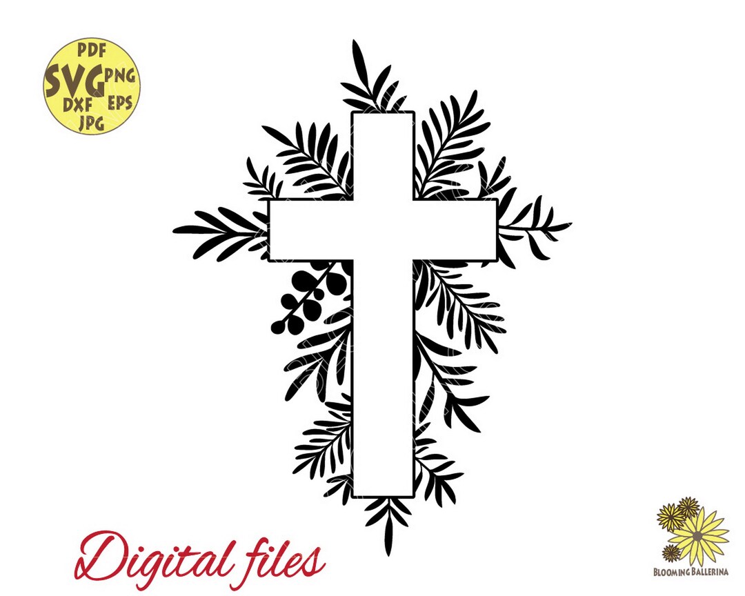 Cross Leaves SVG, Leaf Cross SVG File, Happy Easter Svg, Cross Laurel ...