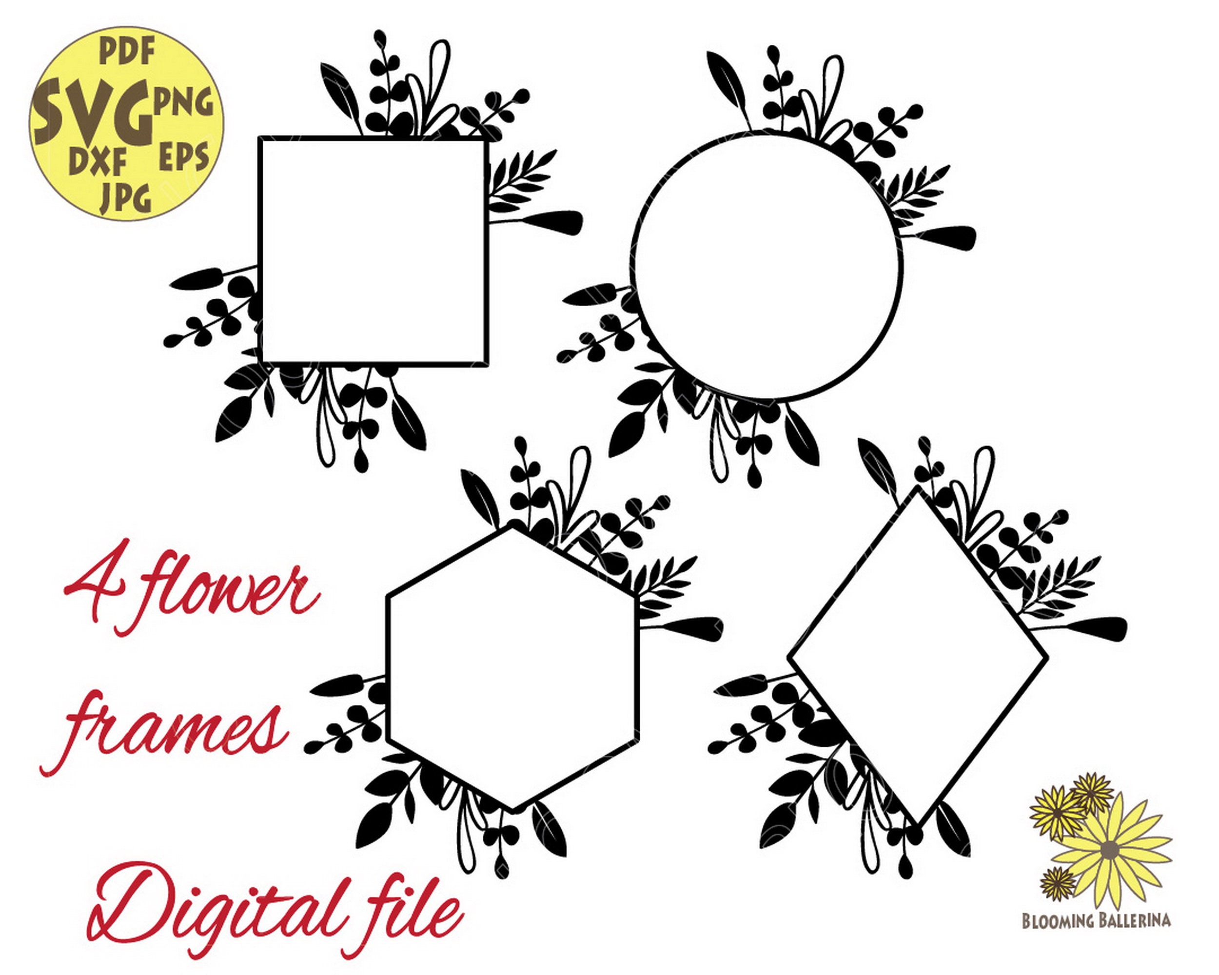 Botanical Plants Frames With Leaves Svg File Floral Borders - Etsy