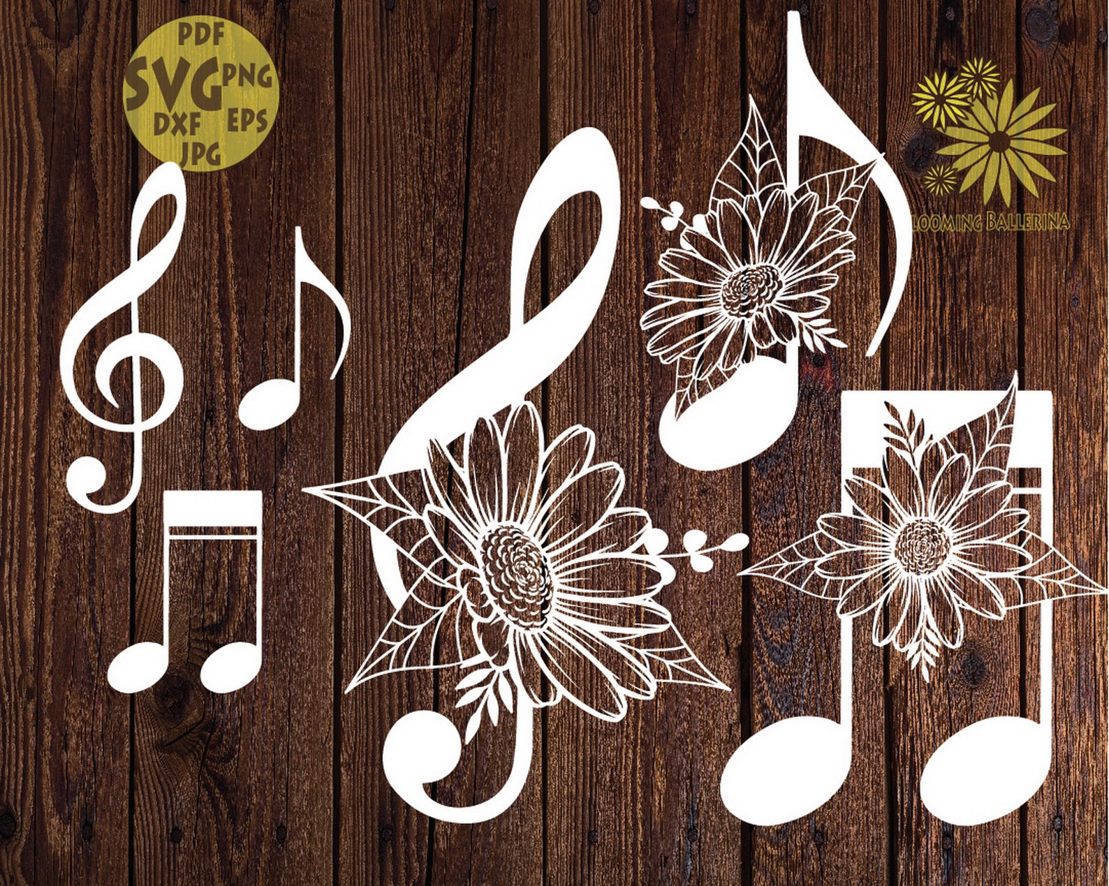 Music Svg Sol Key Svg Floral Svg Daisy Svg Musical Notes - Etsy UK