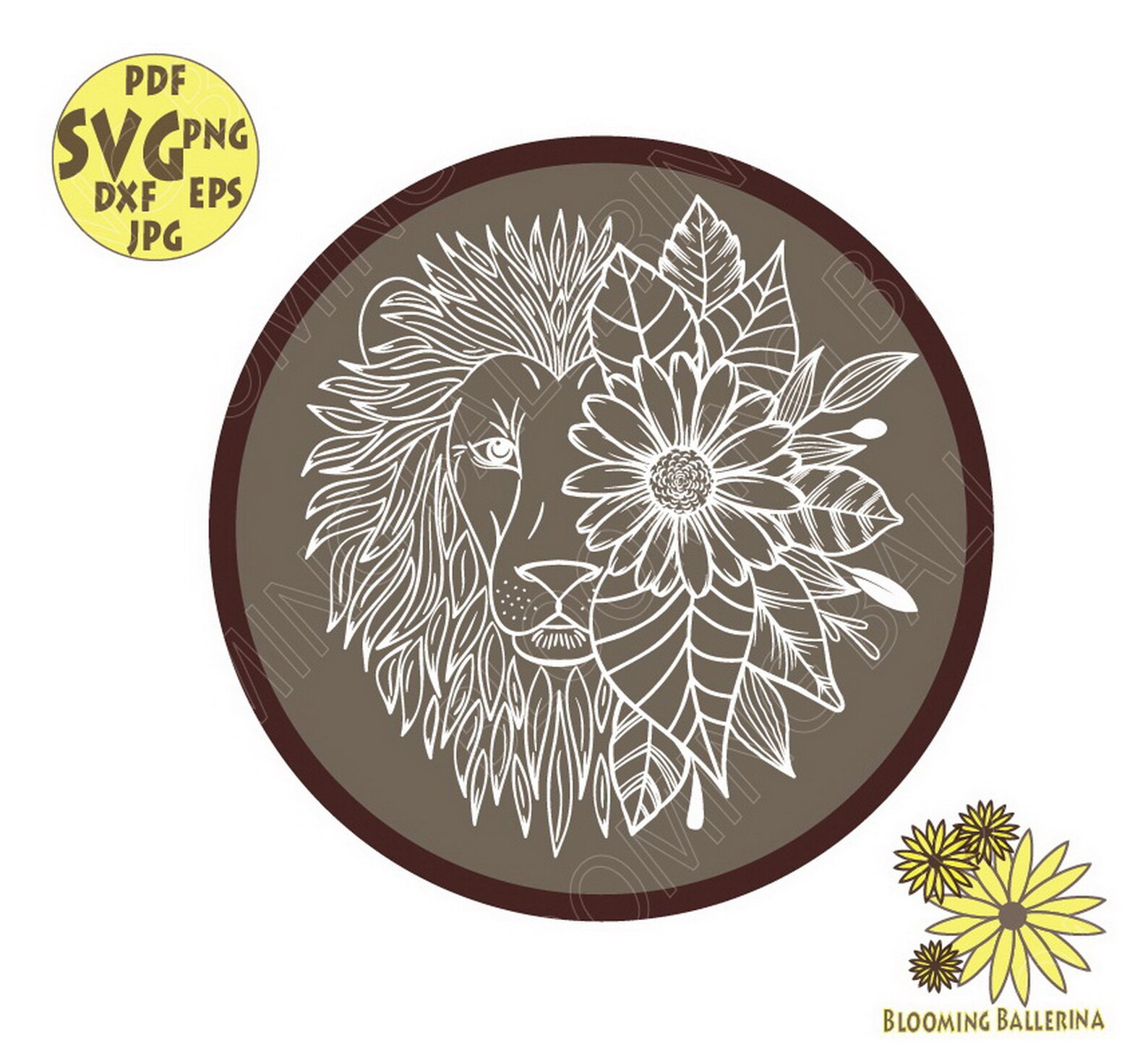 Floral Lion Svg Lions Bundle Digital Flower Lion Face - Etsy