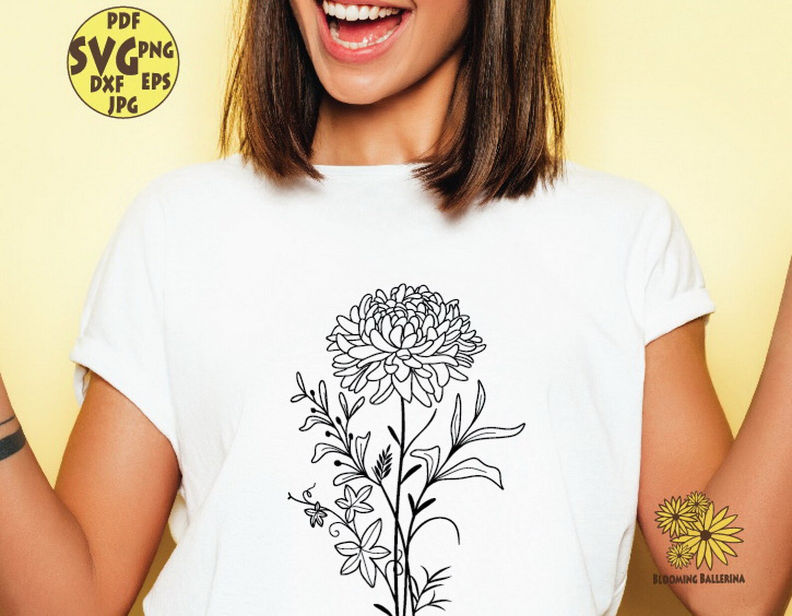 Chrysanthemum Svg November Birth Flower Svg Floral Zodiac - Etsy