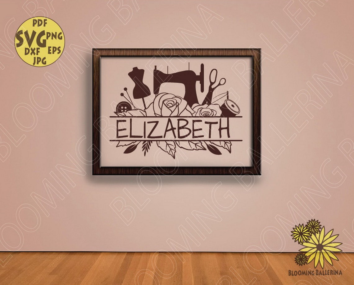 Split Monogram Tailor Set Svg Flower Sewing Machine Monogram - Etsy