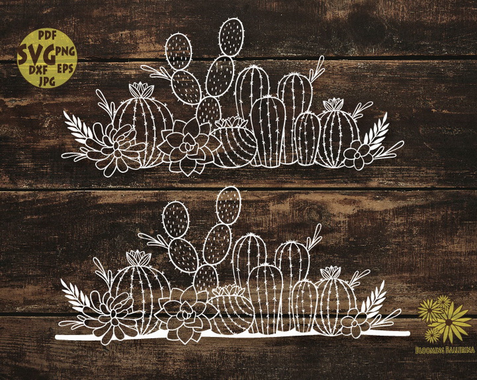 Cactus Scene Svg, Cactus Border Svg, Desert Cactus Svg,cactus Flower ...