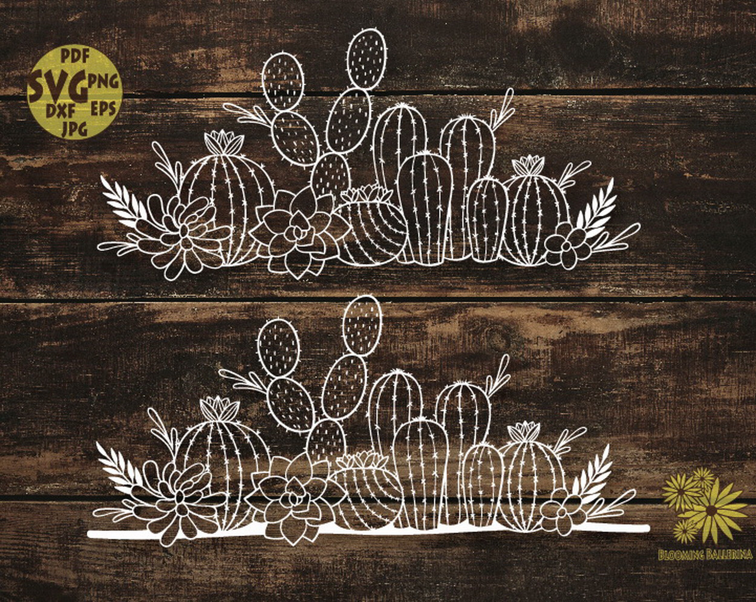 Cactus Scene Svg Cactus Border Svg Desert Cactus Svgcactus - Etsy
