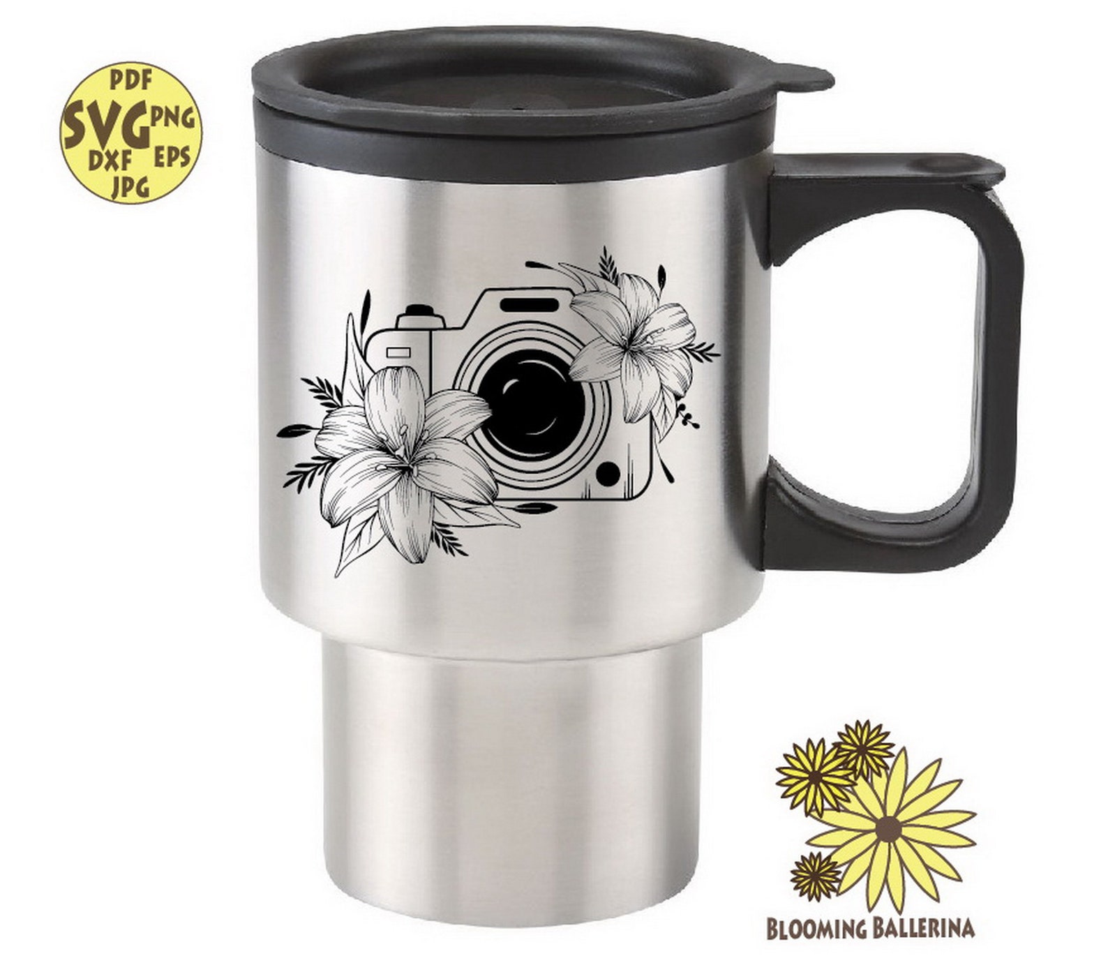 Flower Camera With Lilies and Leaves Svg File, Floral Camera Svg ...
