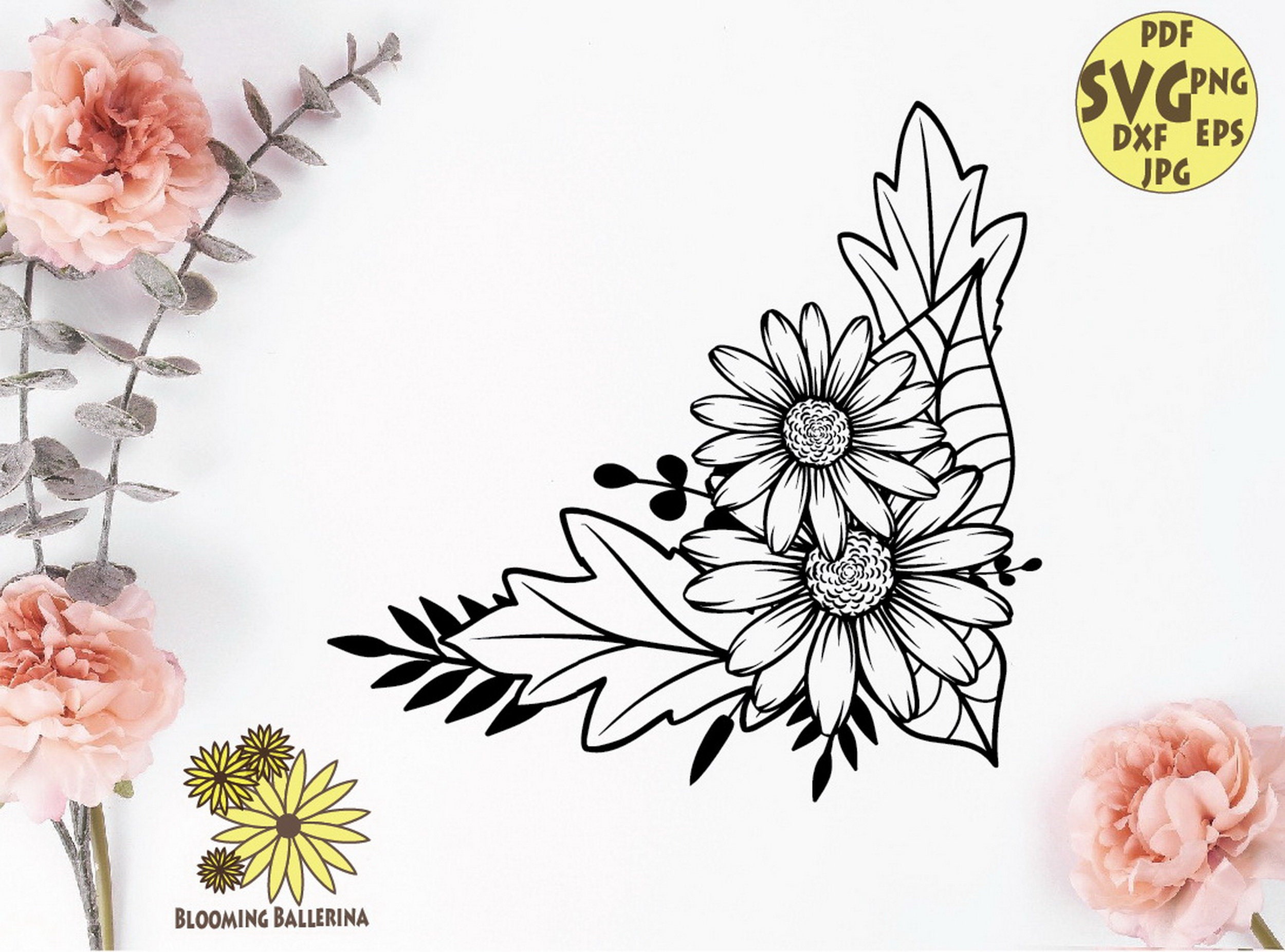 Floral Border Svg Floral Corners Svg Daisies Svg Frame Svg | Etsy Canada