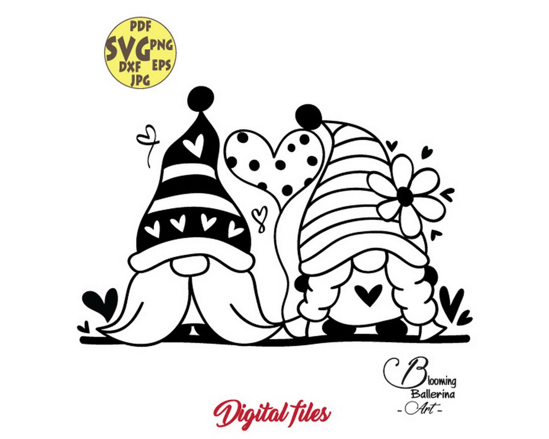 Love Gnomes Svg Files, Valentine Gnomes With Balloon Svg, Gnome Cut ...