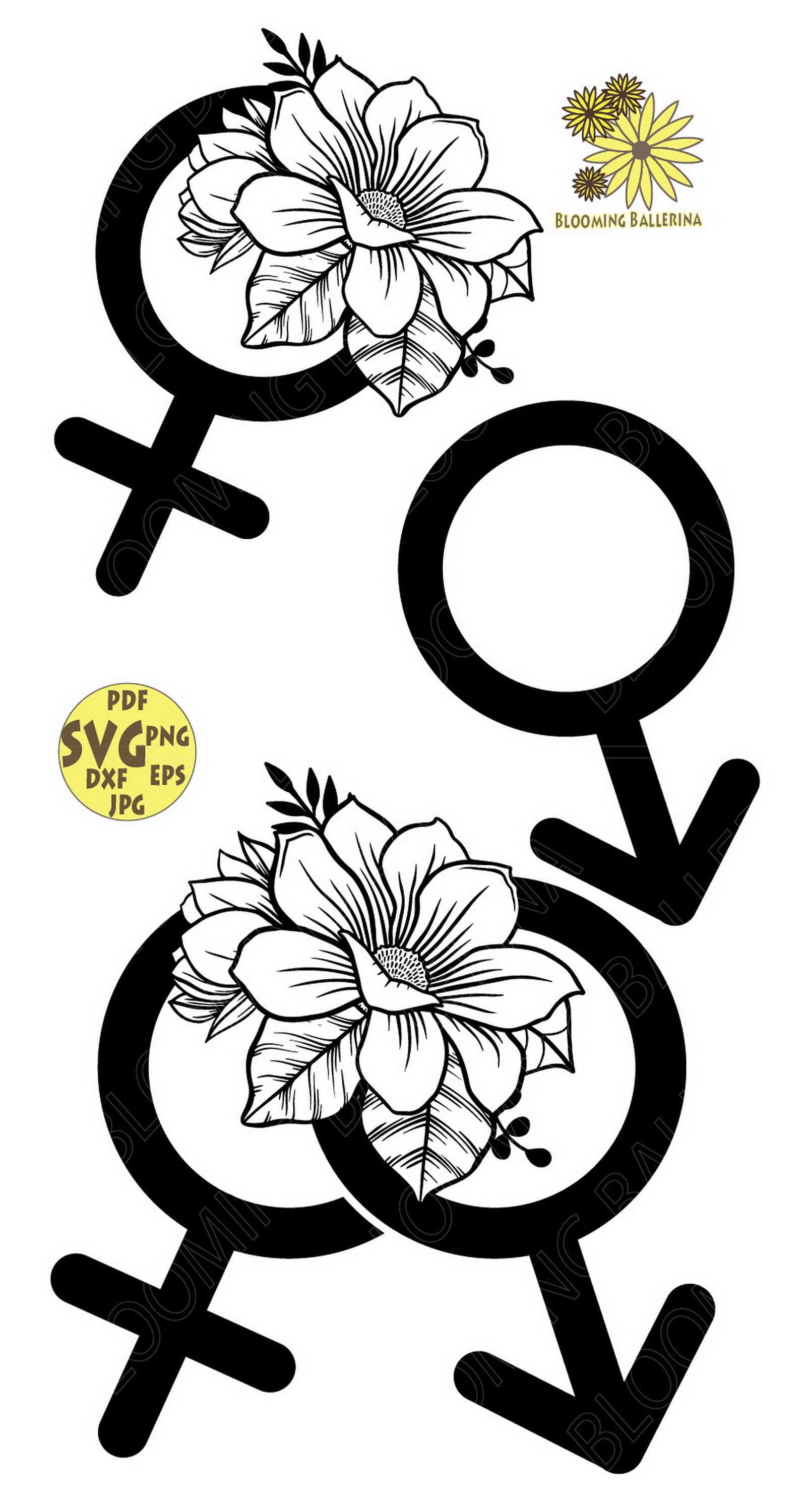 Floral Gender Signs Svg Magnolia Svg Female Symbol Svg Men - Etsy